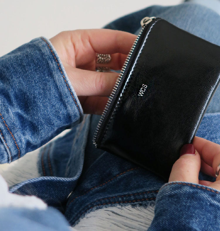 mini keeper wallet metallic black | WOS